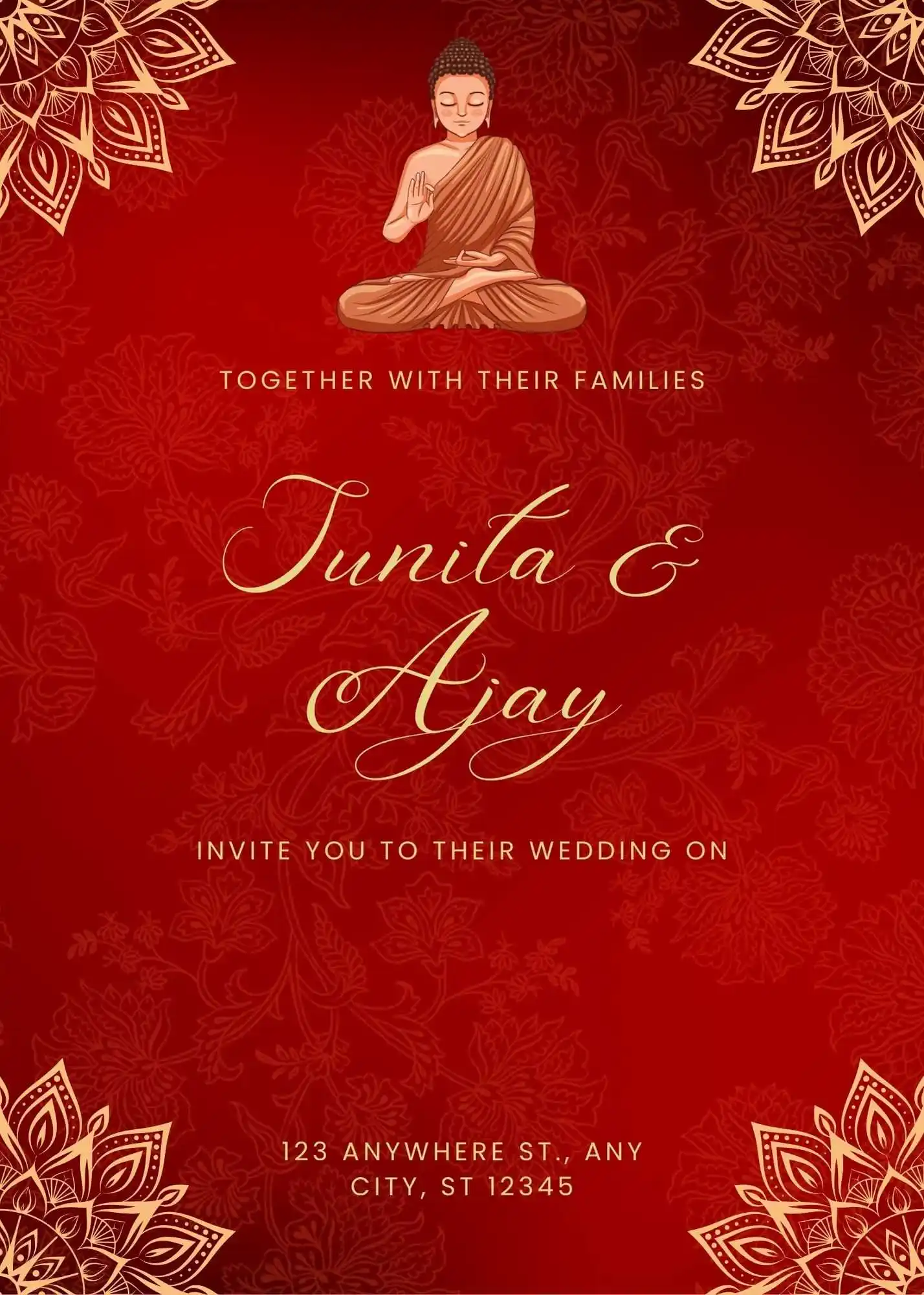 50+ Buddhist Wedding Card Invitations, Messages and Templates