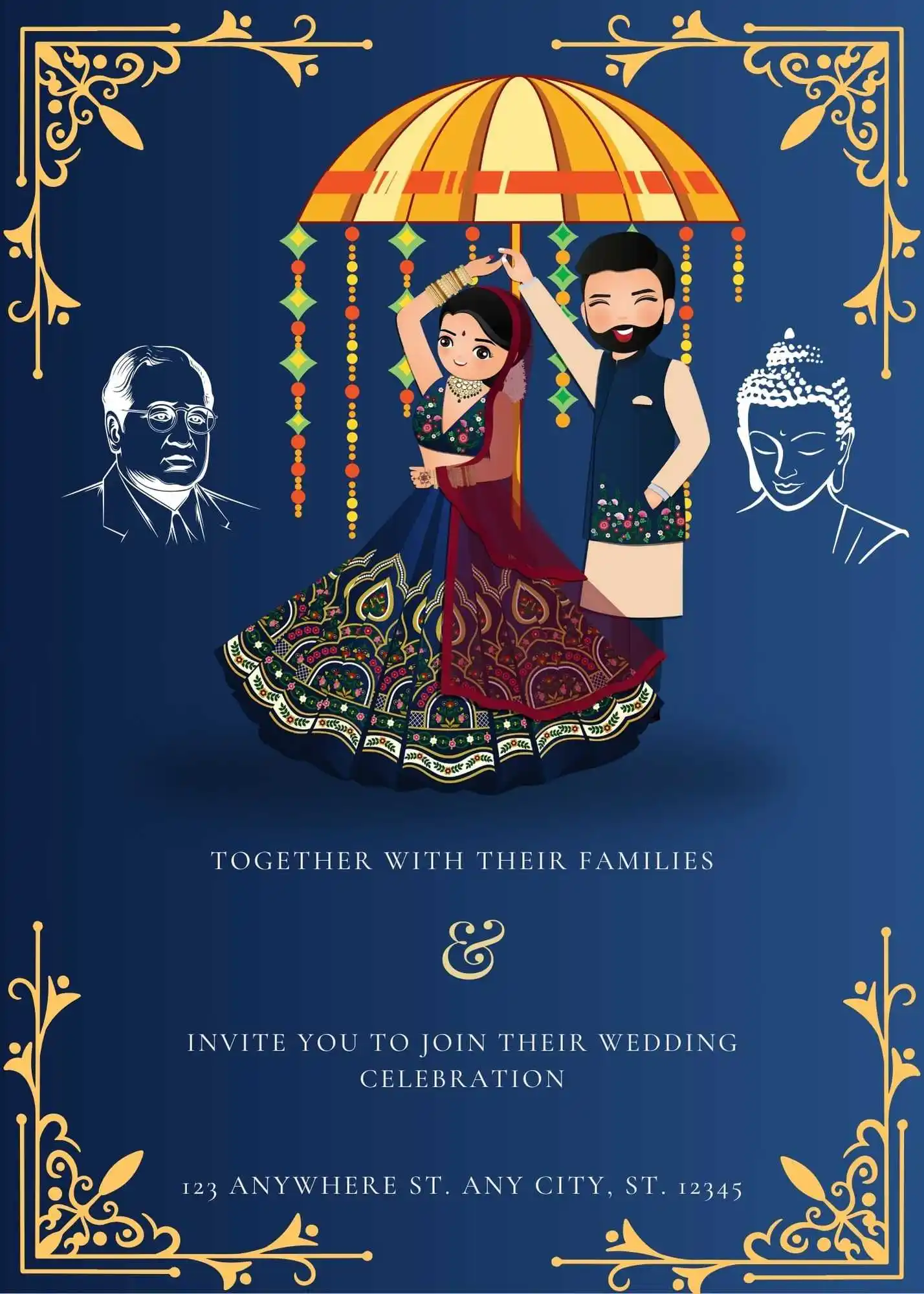 50+ Buddhist Wedding Card Invitations, Messages and Templates